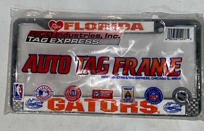 FLORIDA GATORS CAR TRUCK TAG LICENSE PLATE FRAME UNIVERSITY SILVER ...