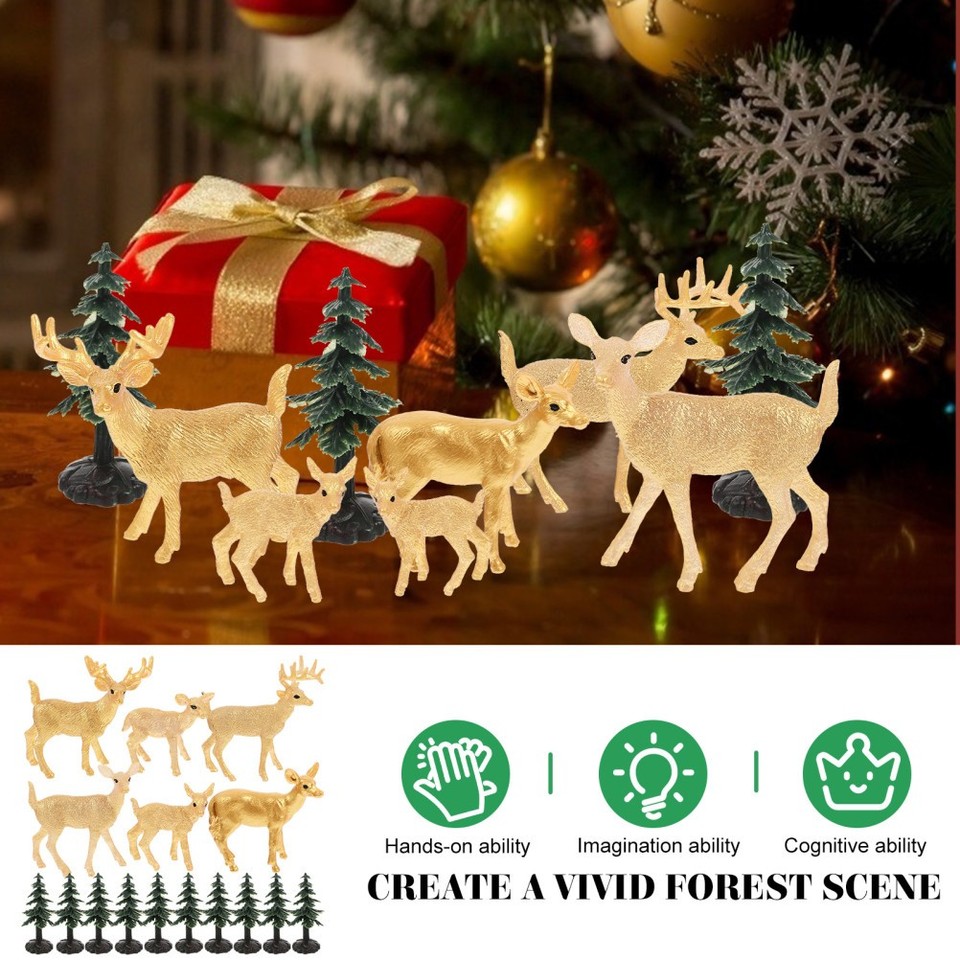 16 Pcs Cute Figurines for Desk Miniatures Crafting Reindeer Crafts ...
