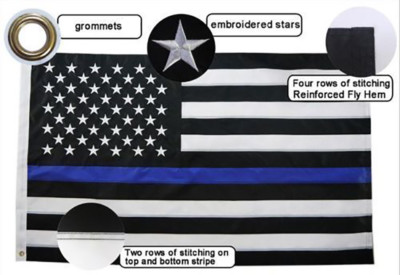 Thin Blue Line American Flag Police With Embroidered Stars and Sewn ...