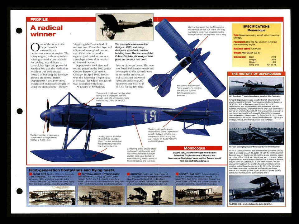 "MONOCOQUE RACER" Aircraft of World Spec Sheet Record Breaker 1.12 | eBay