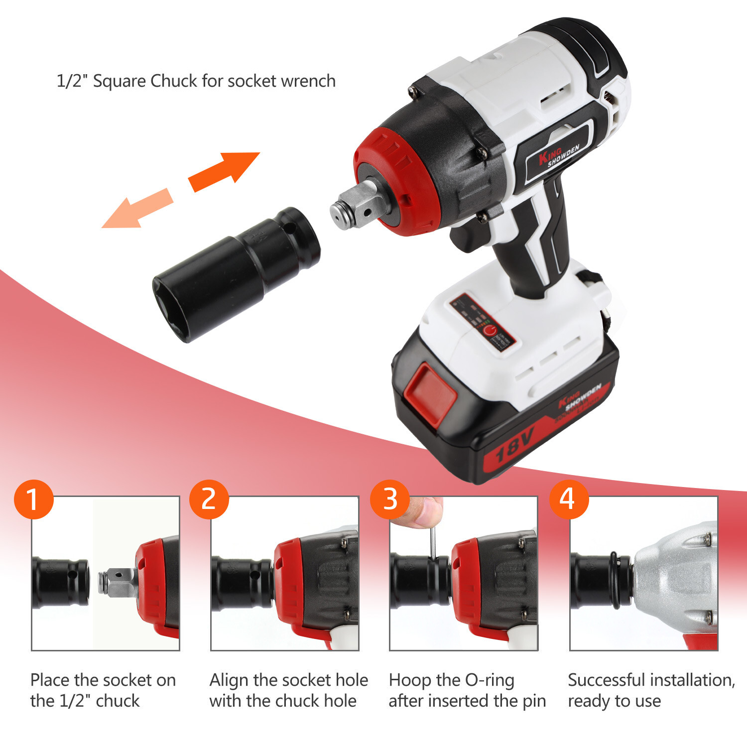 18V Cordless Impact Wrench Brushless 1/2" Drive Heavy Duty Rattle Gun W ...