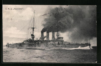 Ak Nave da Guerra SMS Hannover Sono Vapore Completo 1913 | eBay