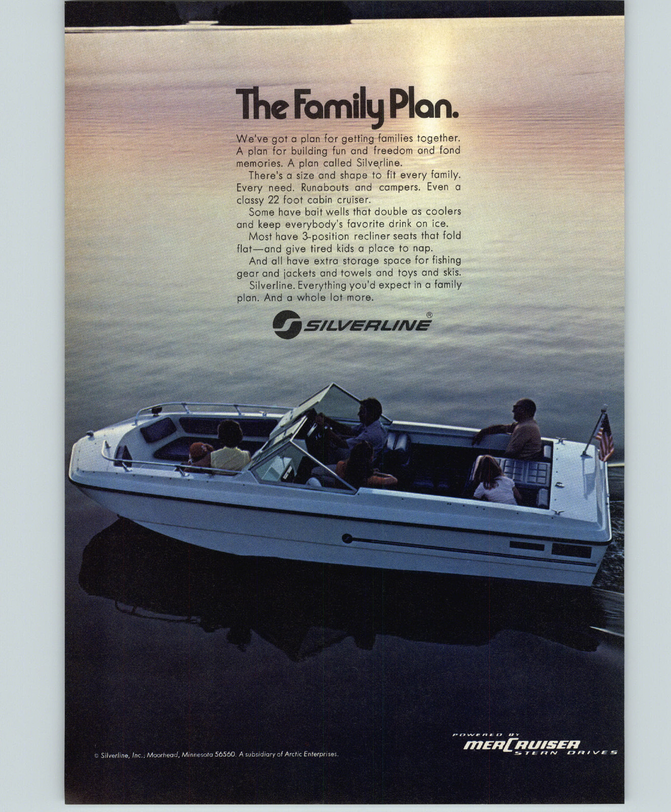 1972 PAPER AD Silverline Motor Boat 22' Cabin Cruiser Runabout Camper ...