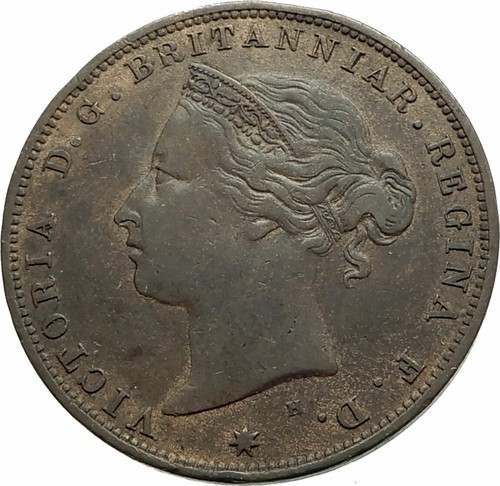 1877 JERSEY under UK Queen Victoria & Shield Genuine 1/24 Shilling Coin ...