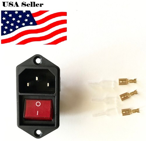 1Pcs IEC320 C14 AC Power Cord Inlet Socket With Rocker Switch110V 15A ...