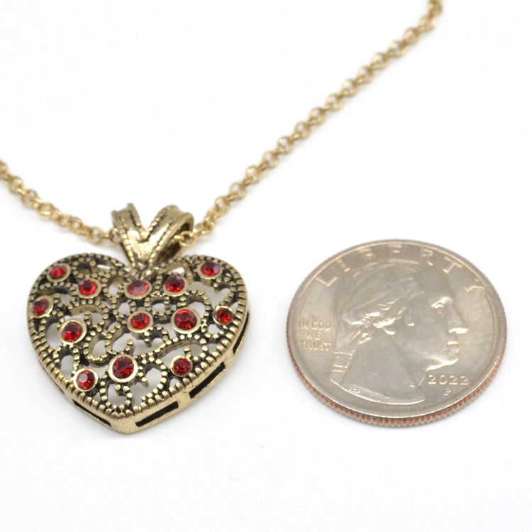 Jaclyn Smith Red Rhinestone Set Heart Pendant Necklace Earrings Jewelry ...
