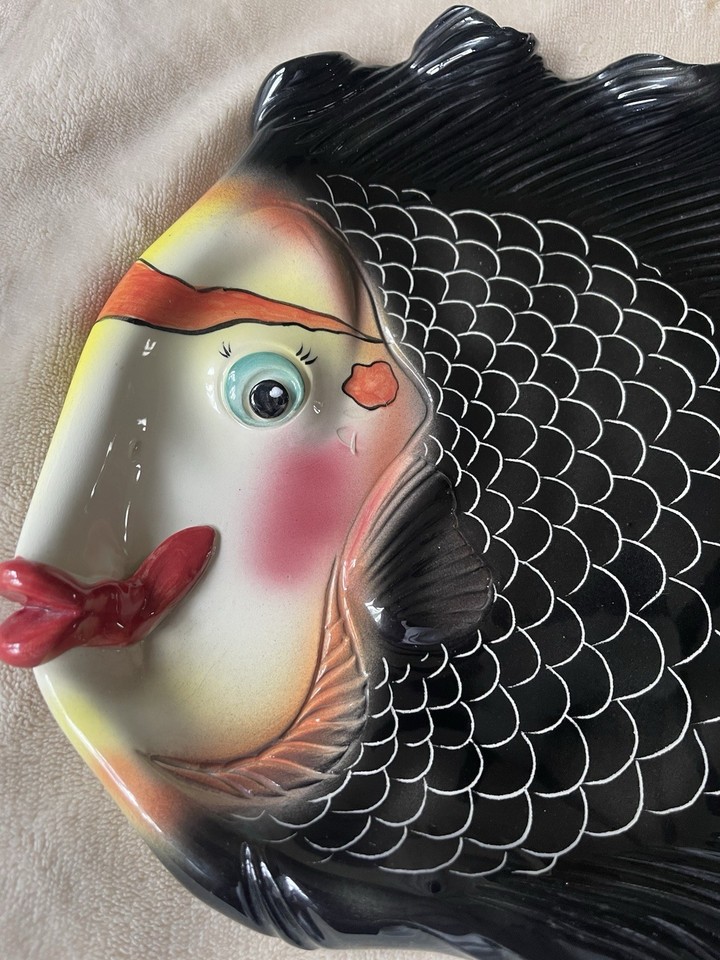 Ryan Charles Platter Hand Painted Ceramic Fish Artist Kitchen ...