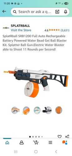 Splat R ball SRB1200 Auto Rechargeable Battery Powered Water Gel Bead ...