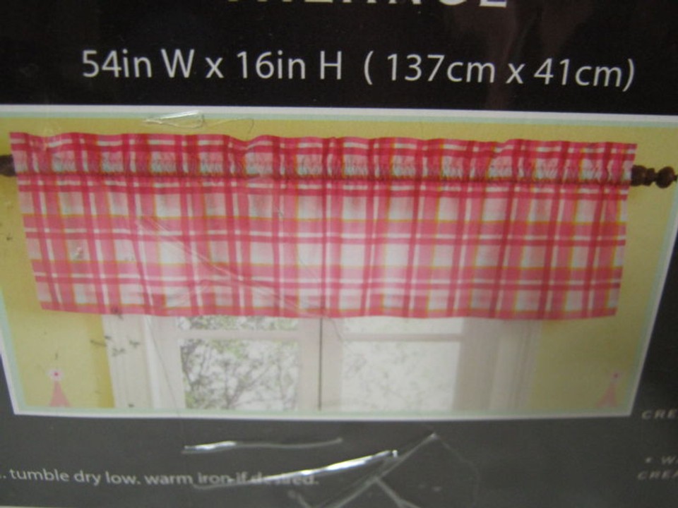 New KENNETH BROWN SWEET STITCHES WINDOW VALANCE 54x16 ~ Pink,Blue ...