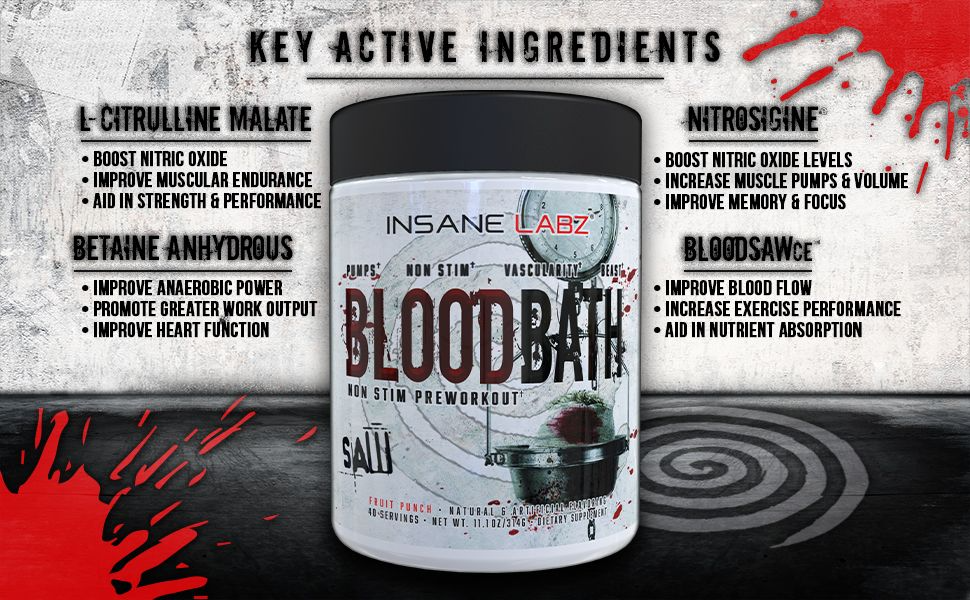 INSANE LABZ SAW BLOODBATH Non Stim Preworkout 40 Servings Pumps Vascularity | eBay