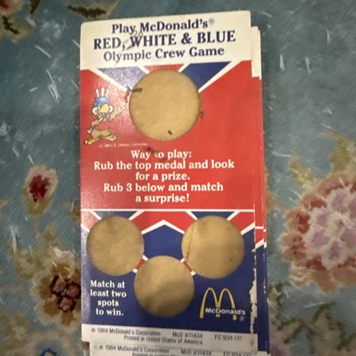 VINTAGE 1984 MCDONALD'S OLYMPICS GAME SCRATCH TICKET UNSCRATCHED NEW ...