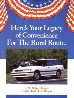 1993 SUBARU LEGACY Right Hand Drive Postal Wagon brochure catalog ...