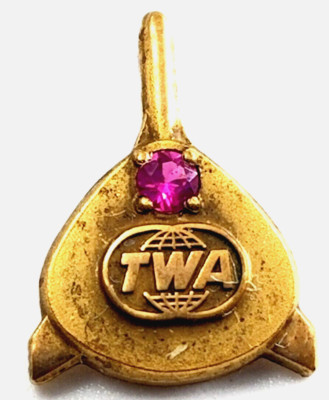 TWA Trans World Airlines Logo Ruby 15 Years Service Award Pin Tie Tack ...