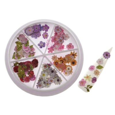 Simulation Rose Daisy Sakura Wood Pulp Slices Paper Nail Art Crafts ...