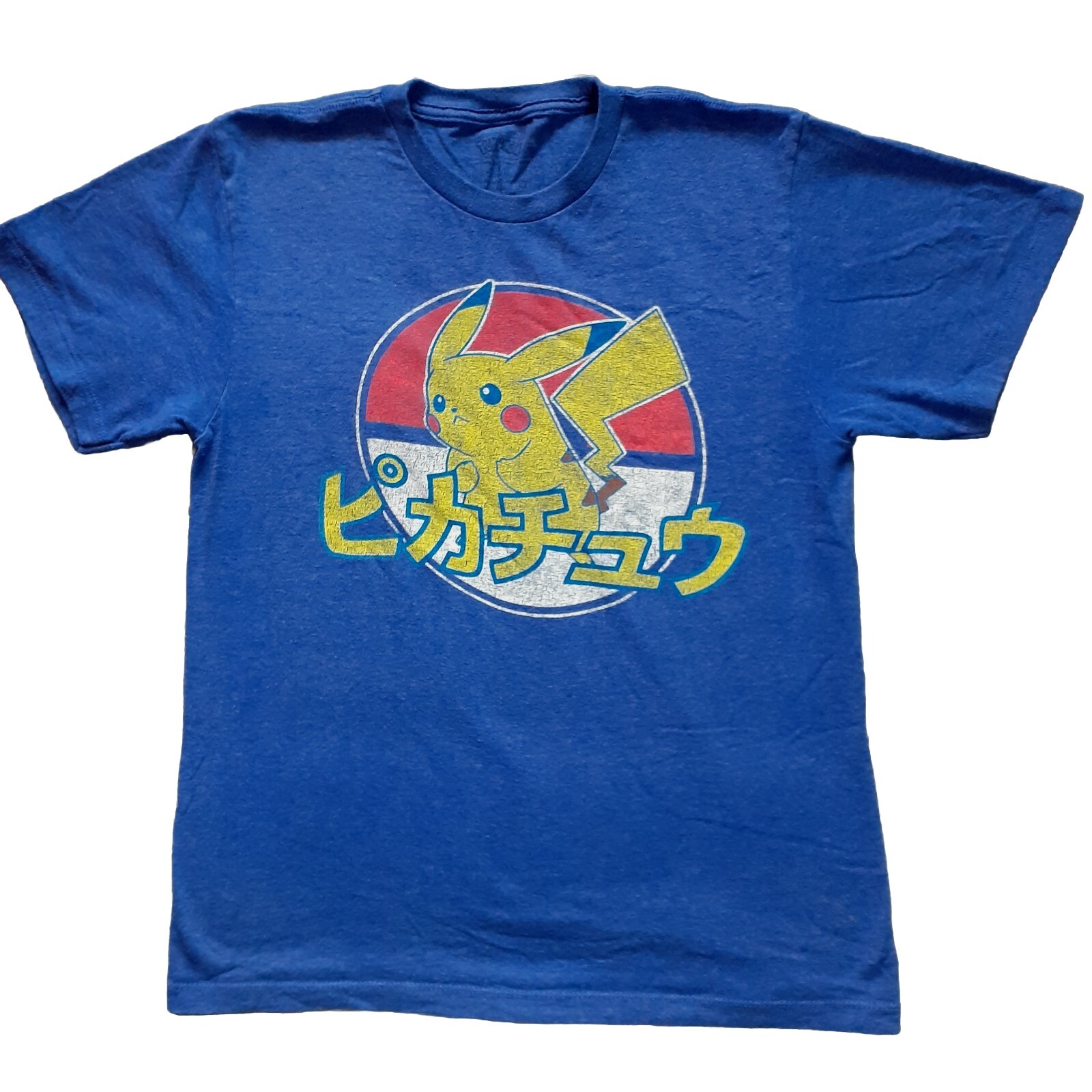 Pikachu Pokémon Graphic Tee Blue Japanese Text Desig… - Gem