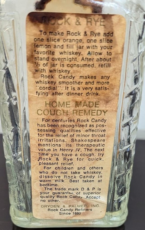 Antique Rock and Rye Jar Dryden & Palmer rock candy whiskey | eBay