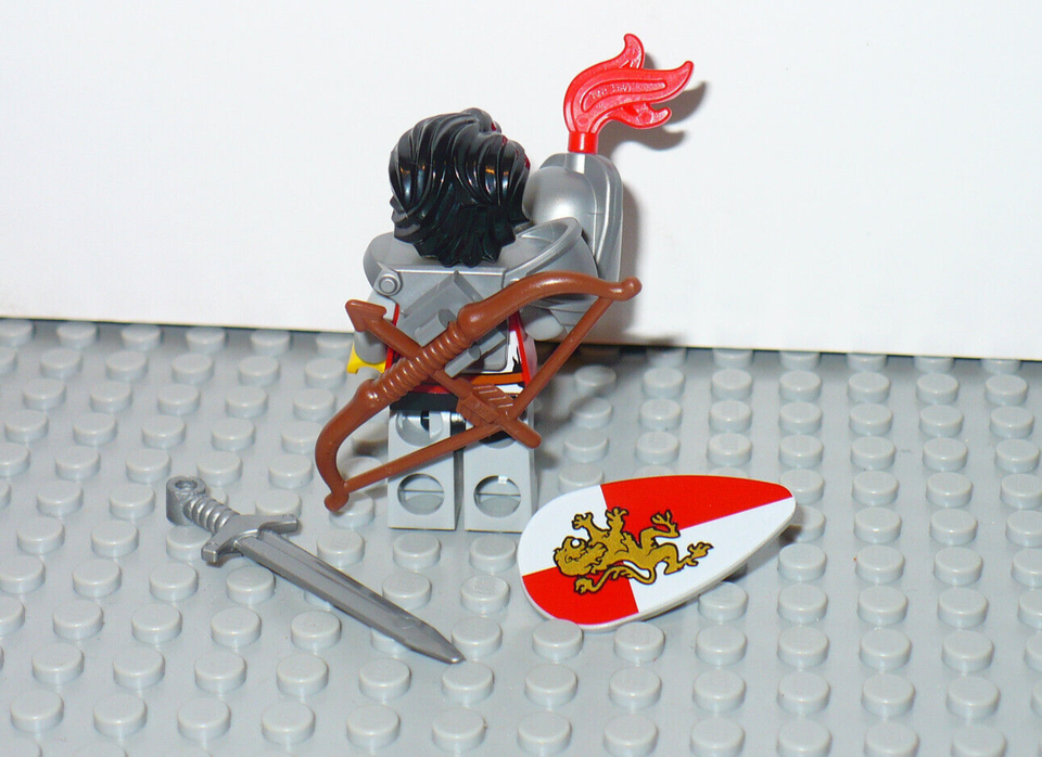 Lego Castle kingdom red lion knight Female Hero minifigure sword oval ...