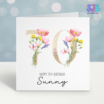 Personalised 70th Birthday Card, for Nanny, Grandma, Mum, Auntie,Sister ...
