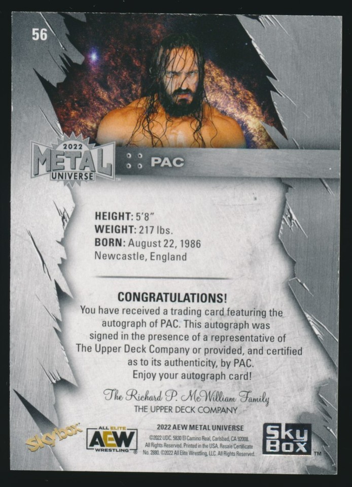PAC #56 2022 SkyBox AEW Metal Universe SILVER AUTO DEATH TRIANGLE | eBay