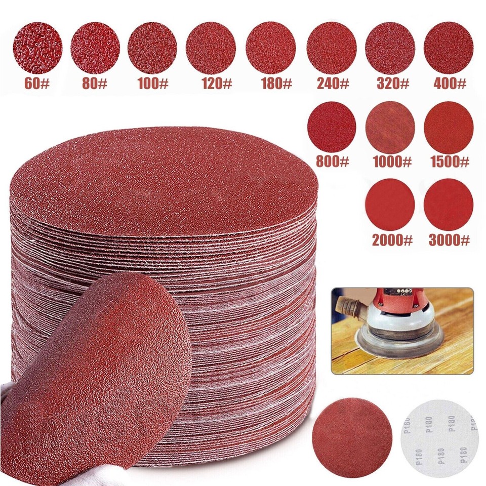 5 inches Sanding Disc Sandpaper 40-2000 Grit Pads 125mm Hook&Loop No ...