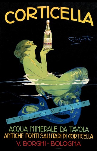 Corticella Water 1920 Italian Mermaid Advert Vintage Poster Print Retro ...