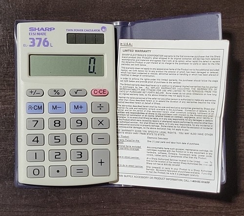 Sharp Elsi Mate EL-376L 8 - Digit Electronic Twin Power Calculator | eBay