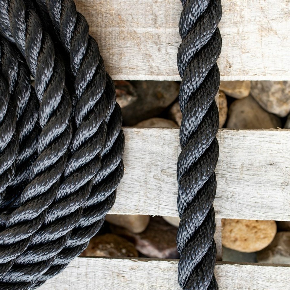 1 1/2" Black Polyester Dacron Rope Poly-Dac Battle Rope By The Foot $2. ...