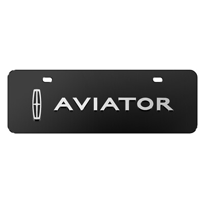 Lincoln Aviator 3D Logo on Black 12"x4" Half-Size Stainless Steel ...