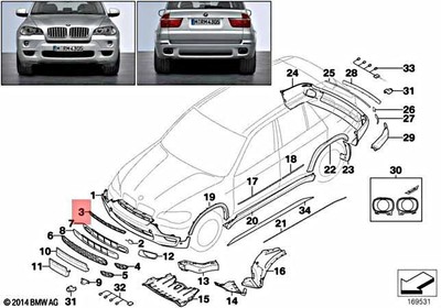 Genuine BMW X5 E70 Front Bumper Center Grille Grid OEM 51118038265 | eBay