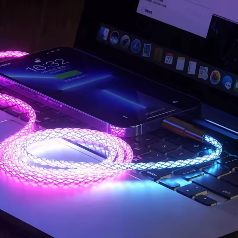 USB-C LED Light Up Cable Fast Charging Cord Type-C Charger Cord Samsung ...