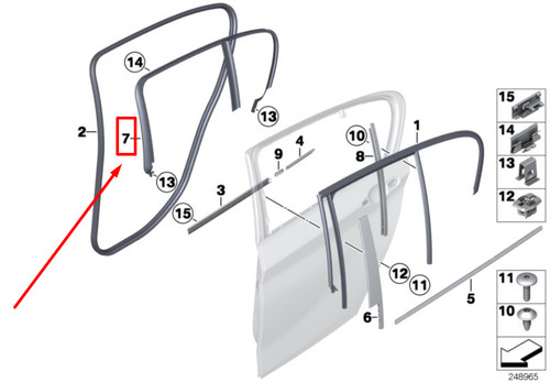 BMW 1 F20 REAR RIGHT DOOR WINDOW FRAME COVER 51347241204 7241204 NO ...