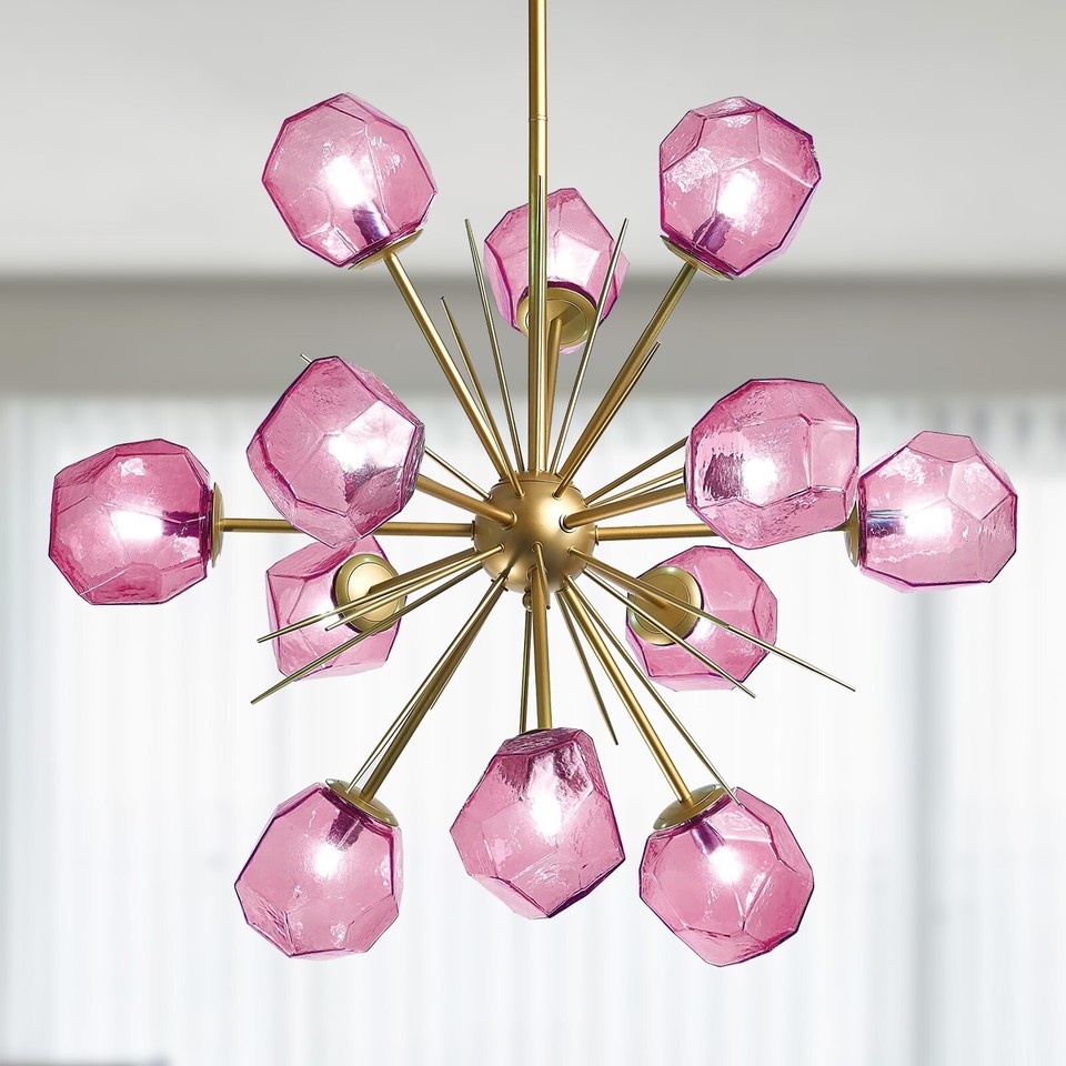 12-Light Blue Glass Chandelier Sputnik Ceiling Light Fixtures for ...