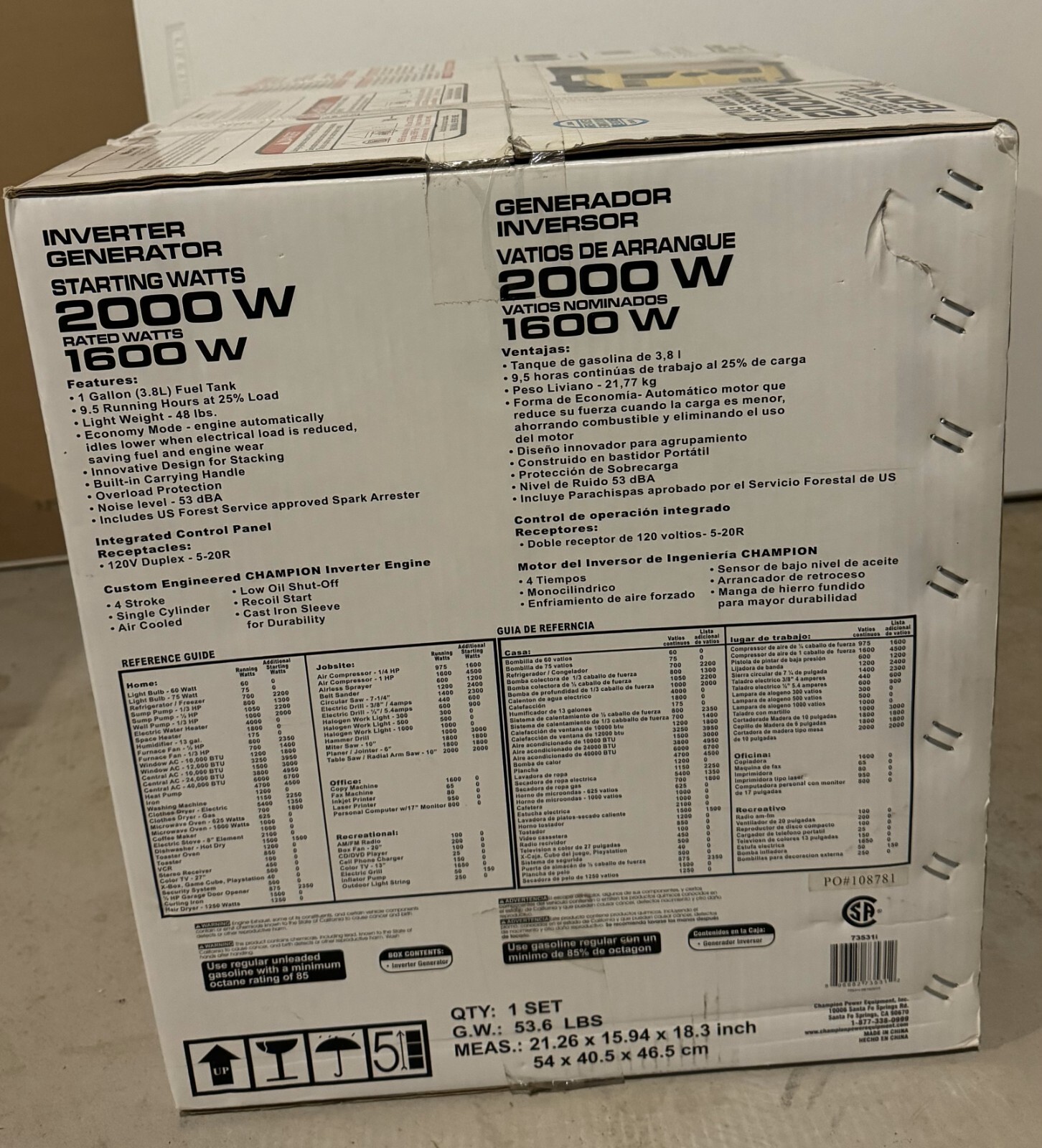 CHAMPION 73531i 2000 WATT PORTABLE STACKABLE INVERTER GENERATOR ...