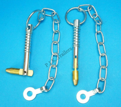 2 x Spring Loaded Sword Retaining Cotter Pins & Chain 10mm x 63mm ...