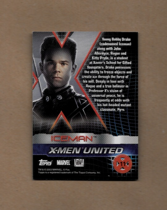 2003 Topps X2: X-Men United Iceman Profile Card #11 Shawn Ashmore NM/MT ...
