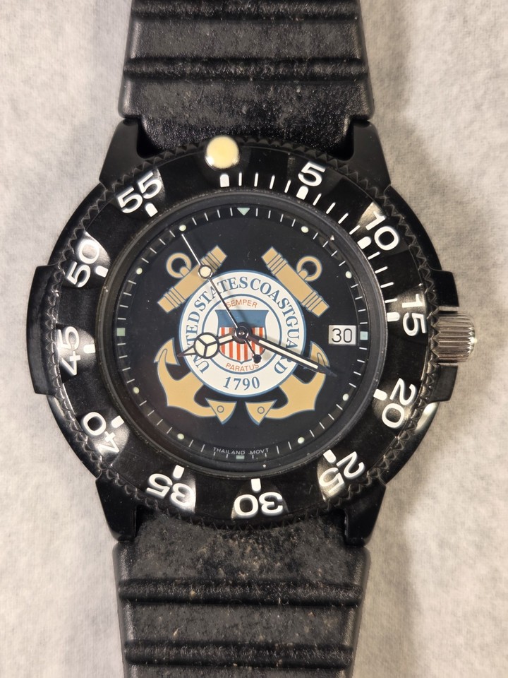 BLACK COAST GUARD WATCH - MEDALLION DIAL - ROATATING BEZEL - NEW ...