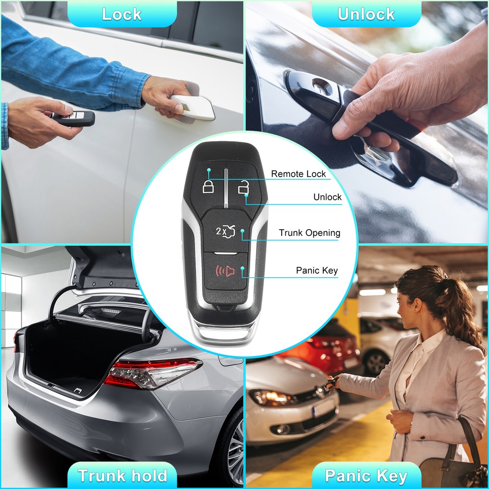 4 Buttons 49 Chip Car Keyless Entry Remote Key Fob ONE Custom for Ford ...