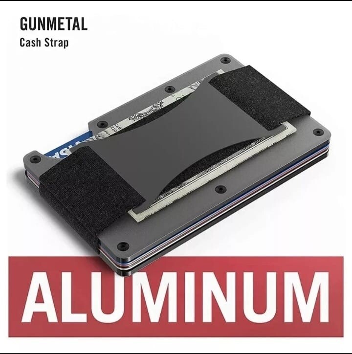 The Ridge Style Titanium Metal RFID Blocking Men's Wallet With Strap ...