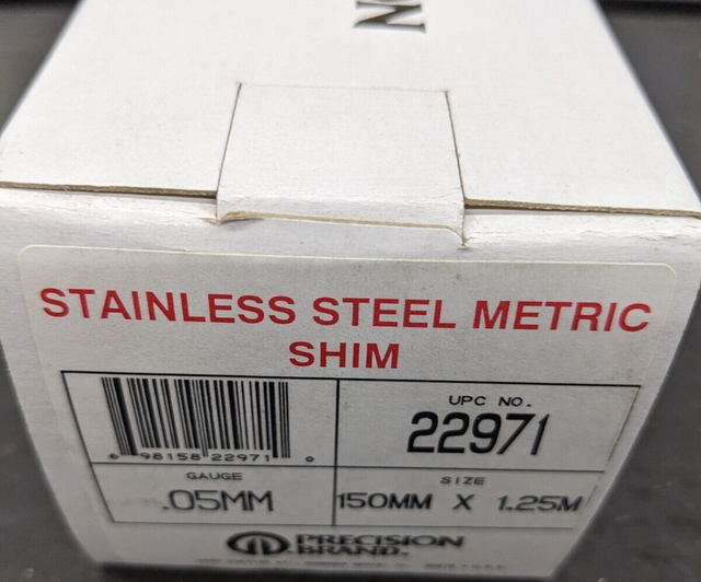 Precision BRAND 22971 .05mm 150mm X 1.25m Stainless Steel Metric Shim ...