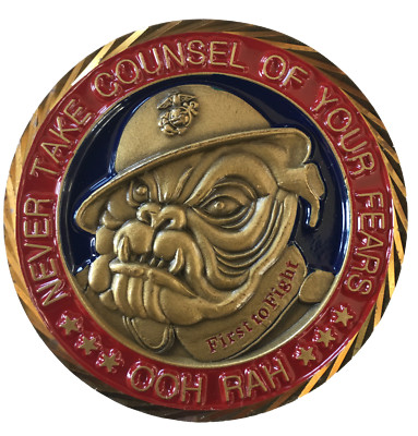 USMC Chesty Bulldog Marine Mascot Brass Challenge Coin First to Fight ...