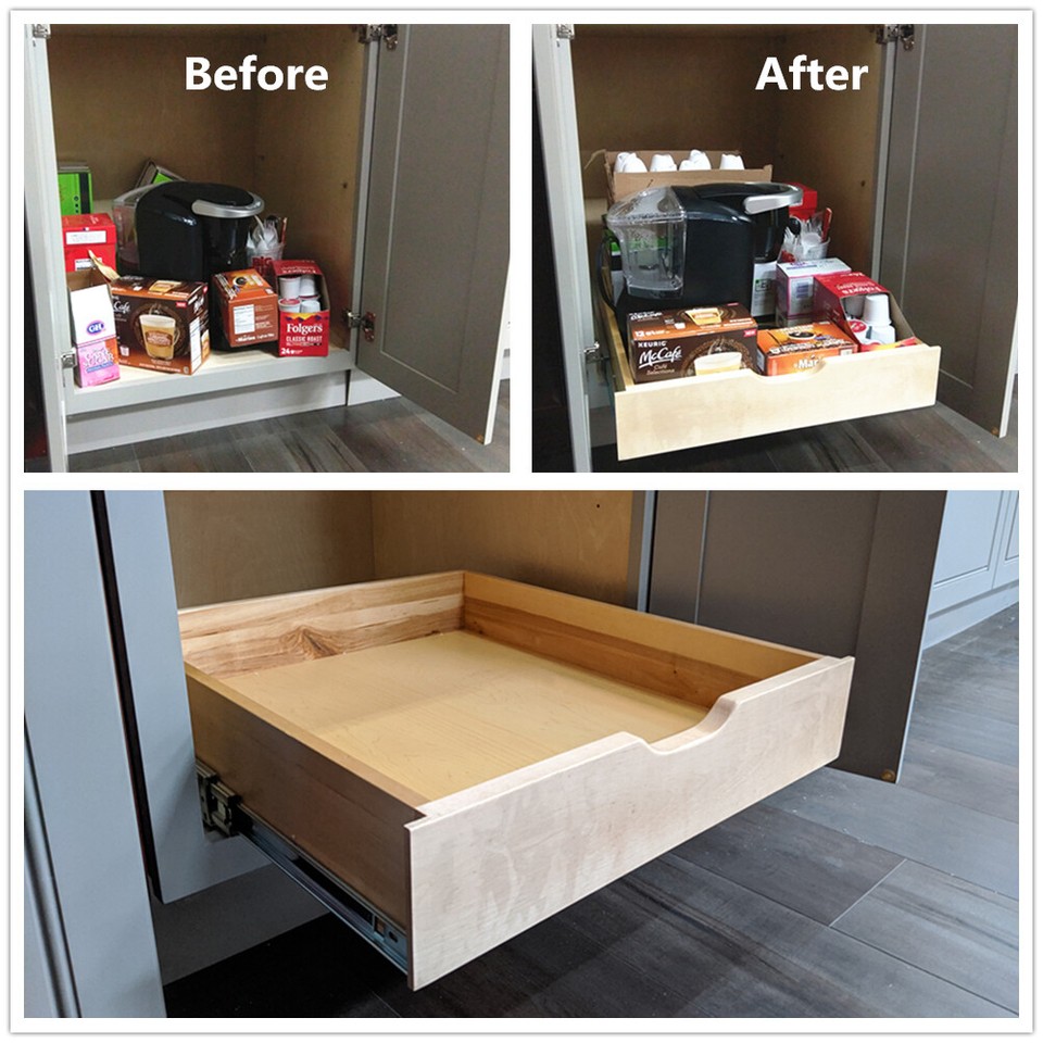 Pull Out Cabinet Drawer Roll-Out Tray Organizer pullout Organizer ...