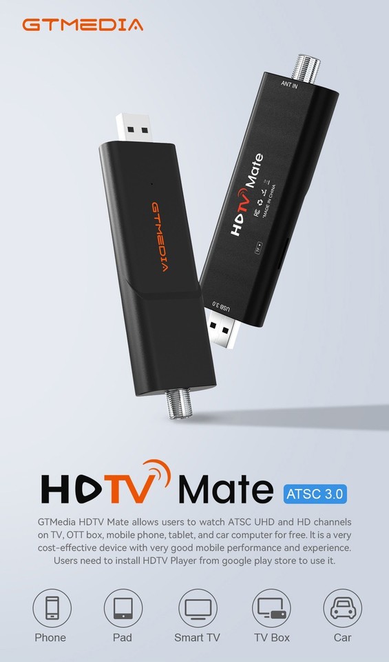 FTA Over The Air HDTV ATSC 3.0 TV Tuner ATSC 1.0 Digital Terrestrial ...
