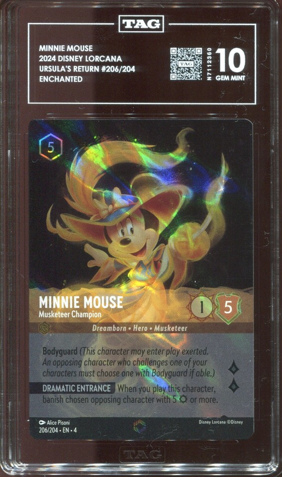 Disney Lorcana Minnie Mouse Musketeer Champion Enchanted Graded Tag 10 ...