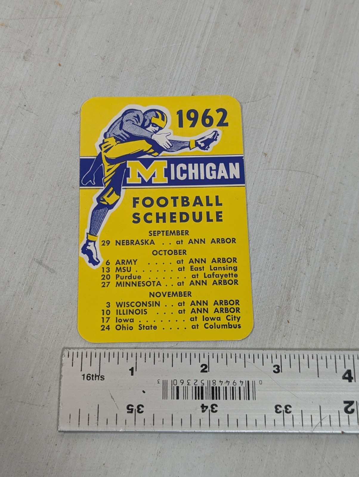 1962 University of Michigan Football Pocket Schedule - Wolverines | eBay