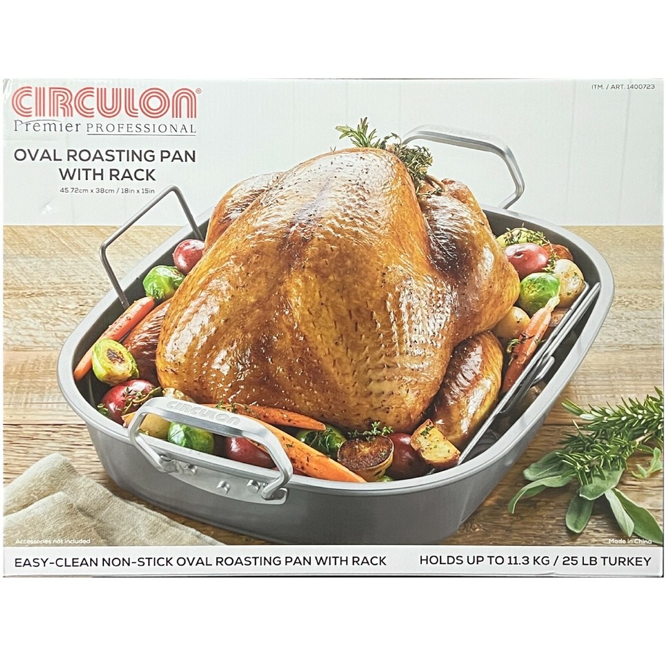 Circulon Nonstick Roasting Pan / Roaster with Rack - 18 Inch X 15 Inch ...