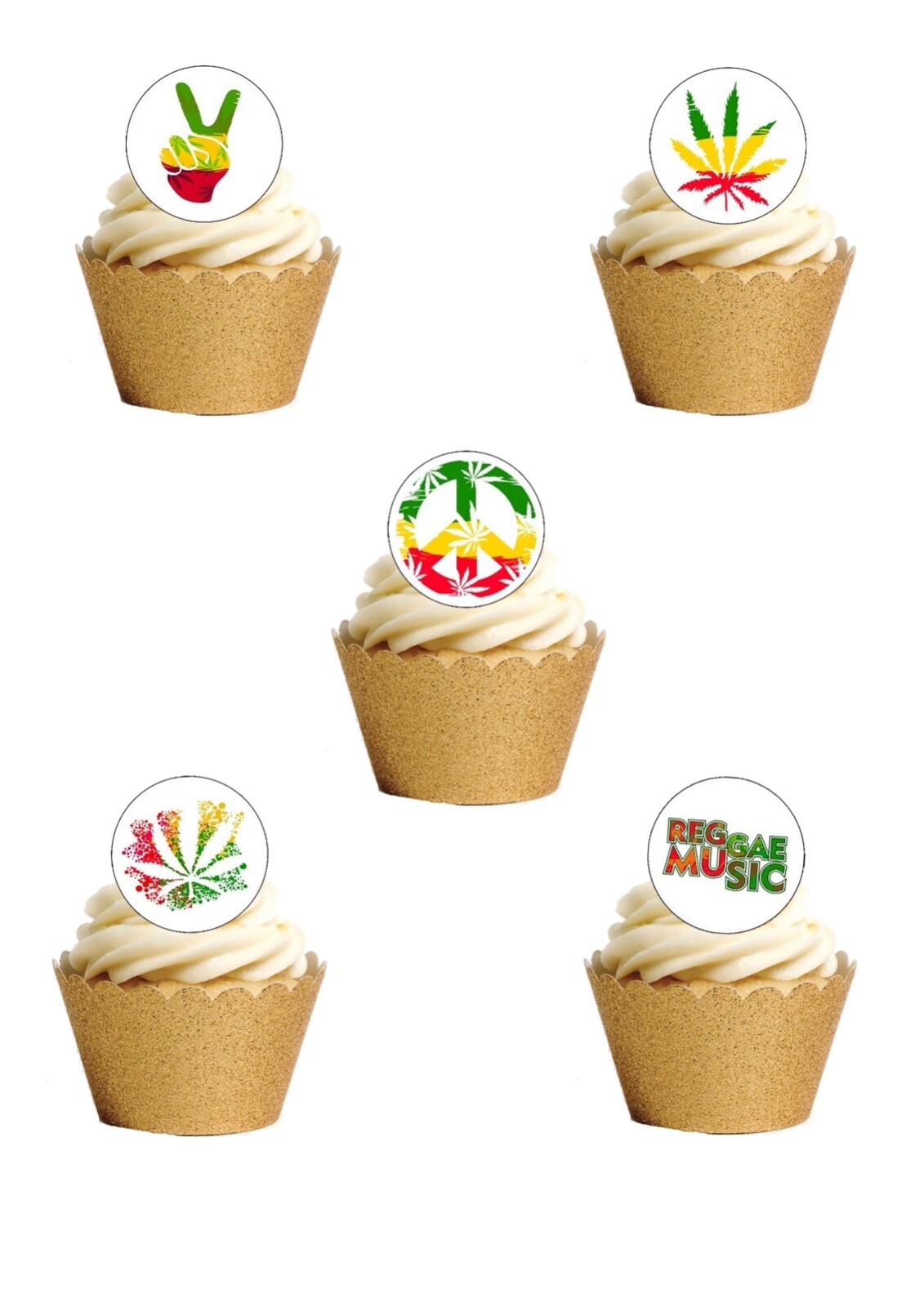 Cake Toppers Reggae Music Rastafarian Rasta 24 Pre-Cut Edible Wafer ...