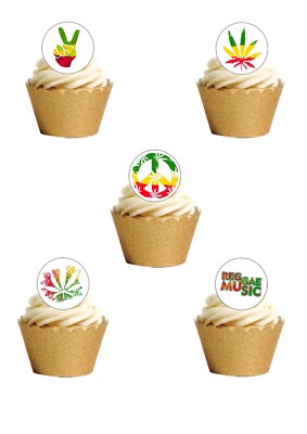 Cake Toppers Reggae Music Rastafarian Rasta 24 Pre-Cut Edible Wafer ...