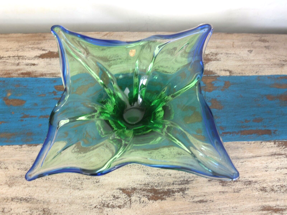 1970's Prodcomplex Tirgu Mares blue and green art glass. Made in ...