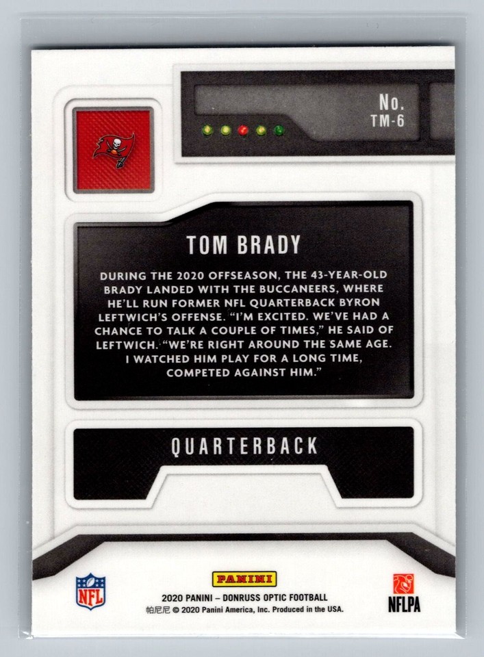 2020 Donruss Optic T-MINUS Insert Card #TM-6 of TOM BRADY - Buccaneers ...