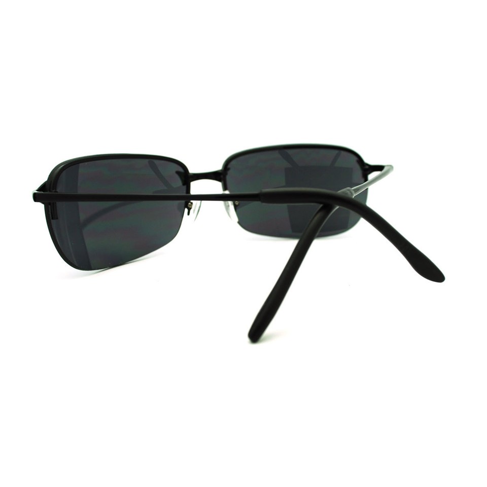 Men's Rimless Narrow Rectangular Thin Metal Temple Sunglasses | eBay